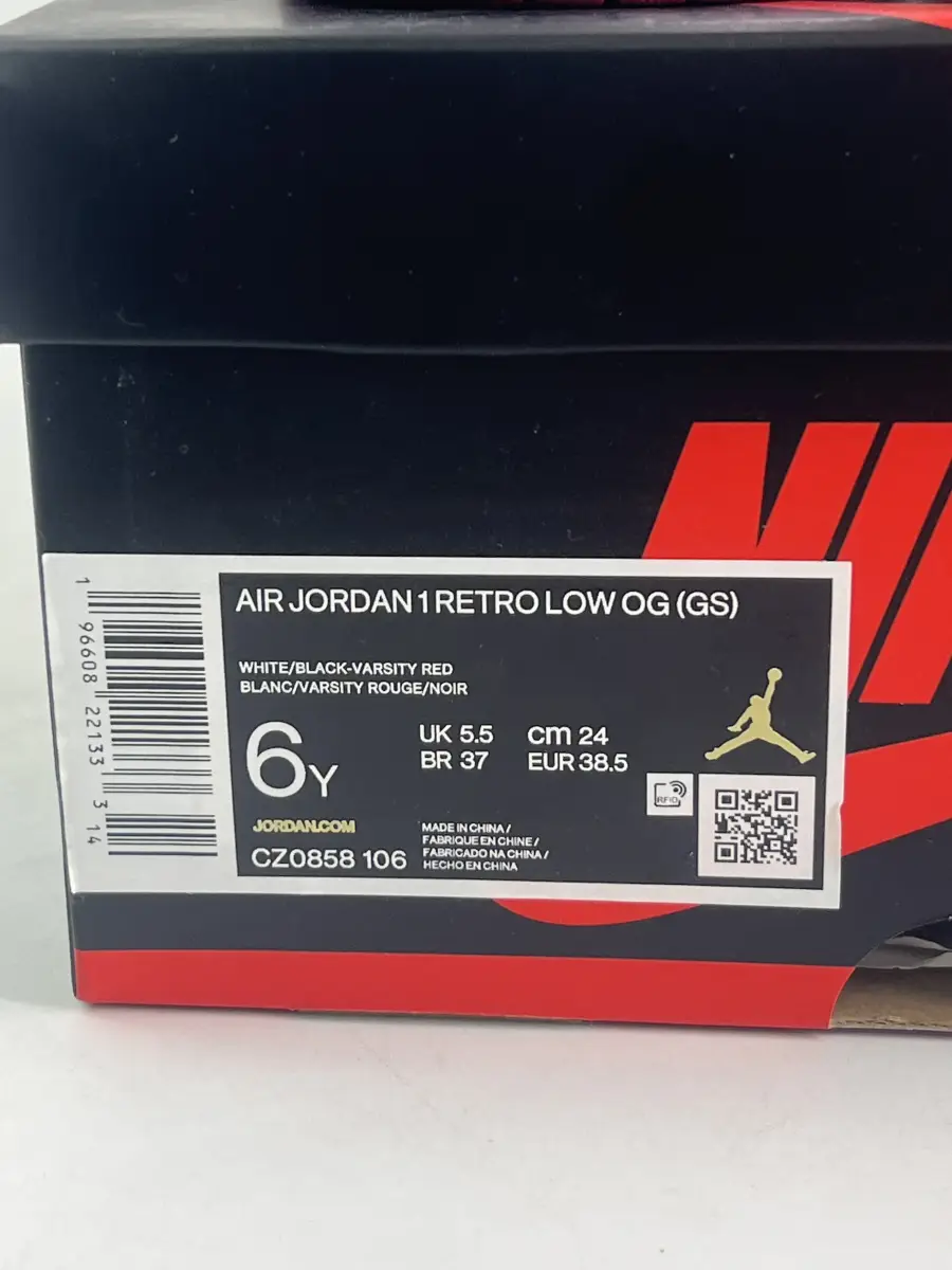 69621 - Jordan 1 Retro Low OG Black Toe (2023) (GS) | Item Details ...