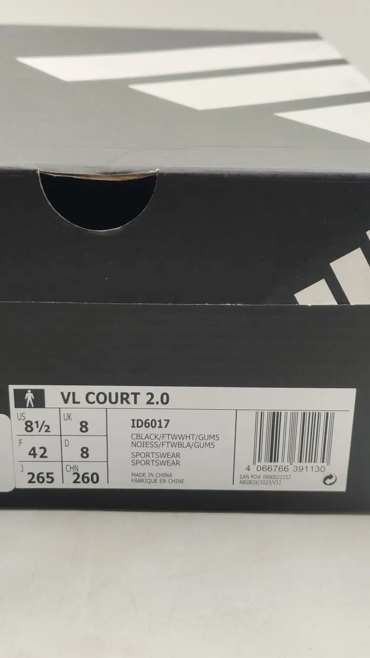 73252 - Adidas VL Court 2.0 Black White Gum | Item Details - AfterMarket